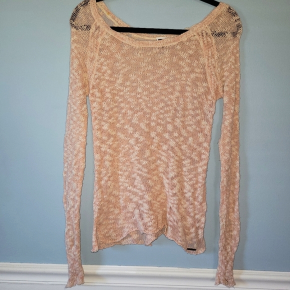 Roxy | Tops | Roxy Knit Crochet Pink White Top | Poshmark